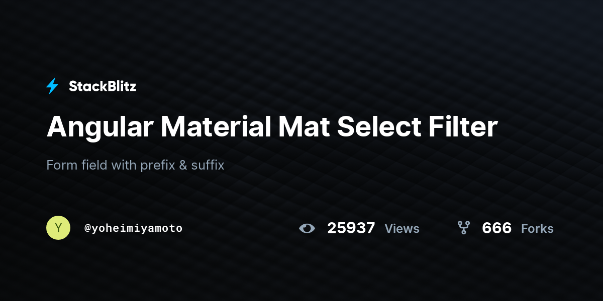 Angular Material Mat Select Filter - StackBlitz