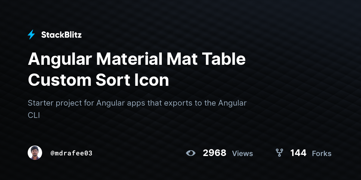 Angular Material Mat Table Custom Sort Icon - StackBlitz Angular Material Mat Table Custom Sort Icon - StackBlitz