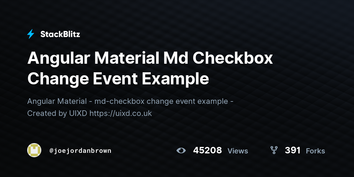 Angular Material Md Checkbox Change Event Example Stackblitz