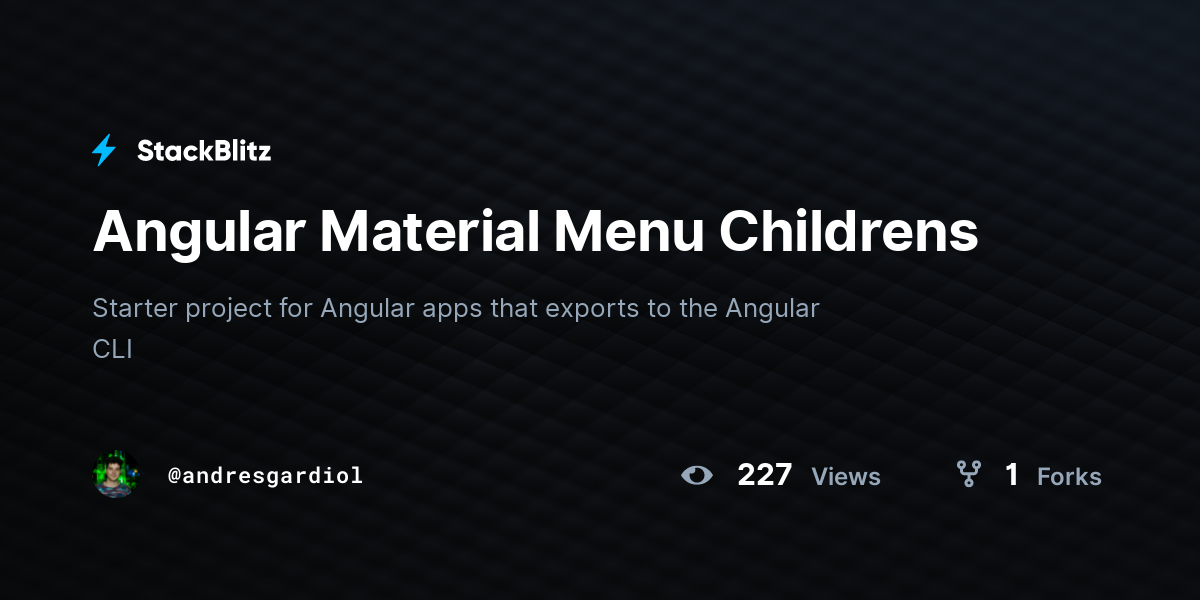 Angular Material Menu Childrens - StackBlitz