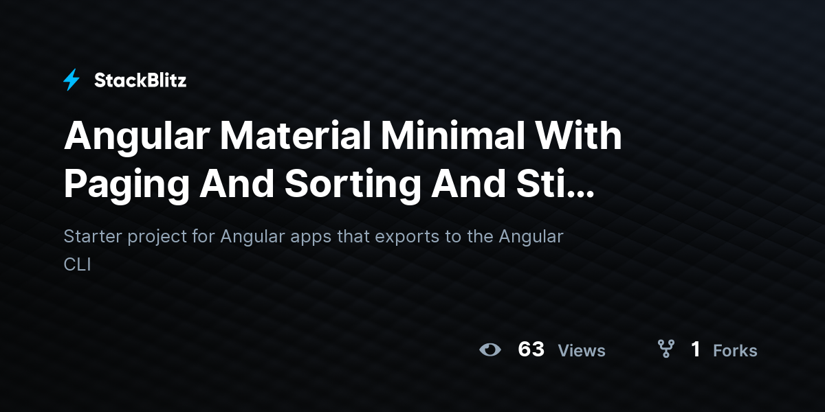 Angular Material Minimal With Paging And Sorting And Sti (forked ... Angular Material Minimal With Paging And Sorting And Sti (forked ...