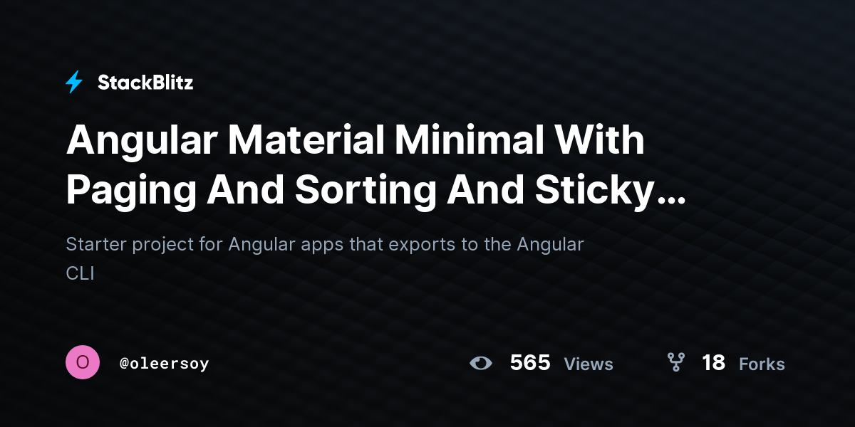 Angular Material Minimal With Paging And Sorting And Sticky 100 ...