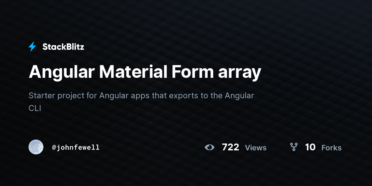 Angular Material Form array - StackBlitz