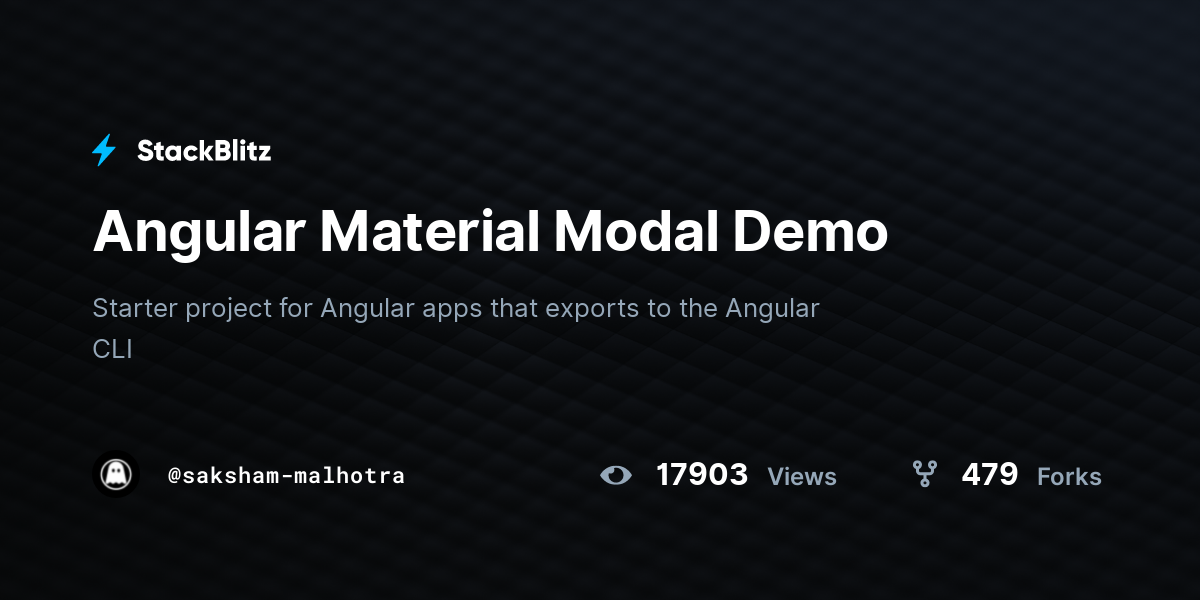 Angular Material Modal Demo - StackBlitz