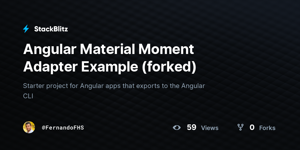 Angular Material Moment Adapter Example (forked) - StackBlitz