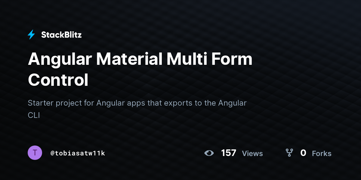 Angular Material Multi Form Control Stackblitz