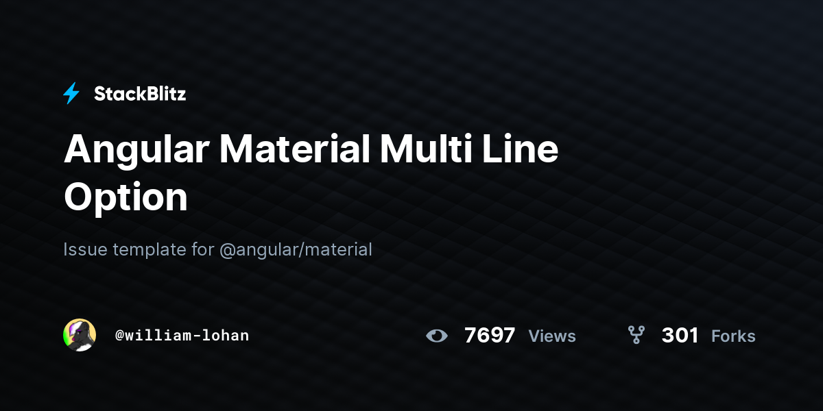 Angular Material Multi Line Option - StackBlitz