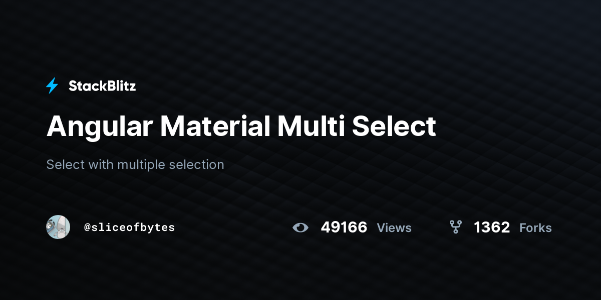 Angular Material Multi Select - StackBlitz