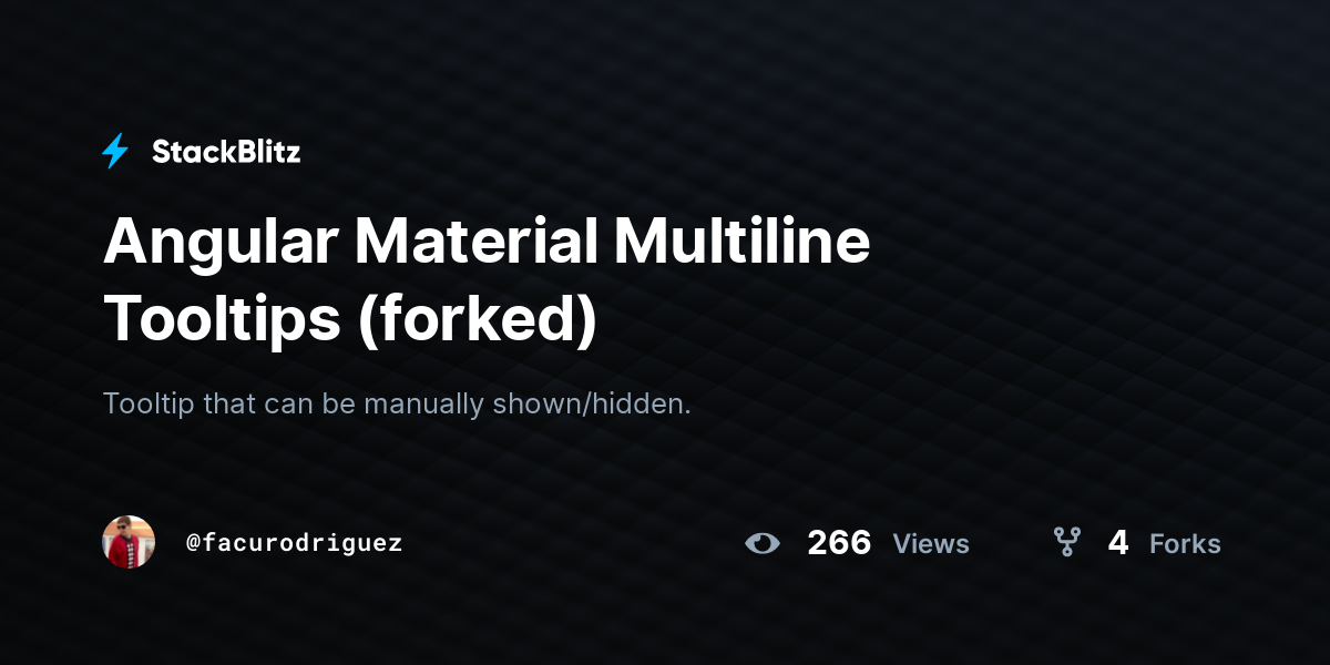 Angular Material Multiline Tooltips (forked) - StackBlitz