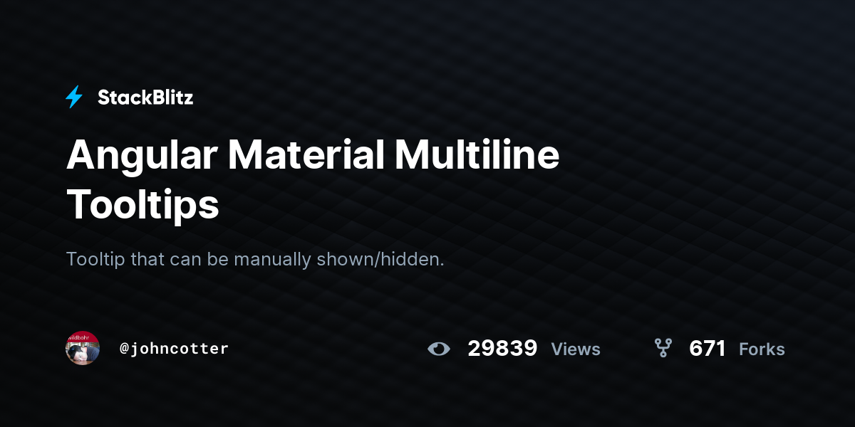 Angular Material Multiline Tooltips - StackBlitz