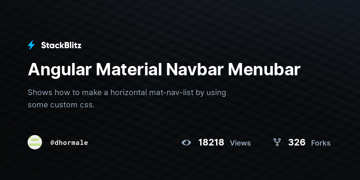 Angular Material Navbar Menubar - StackBlitz
