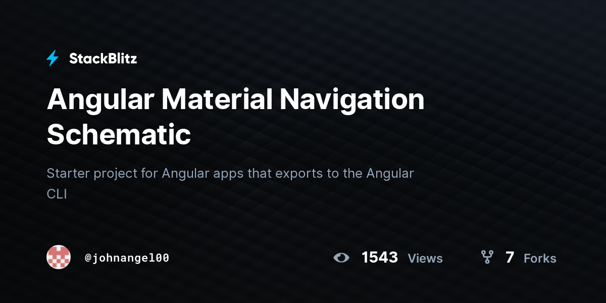 Angular Material Navigation Schematic - StackBlitz