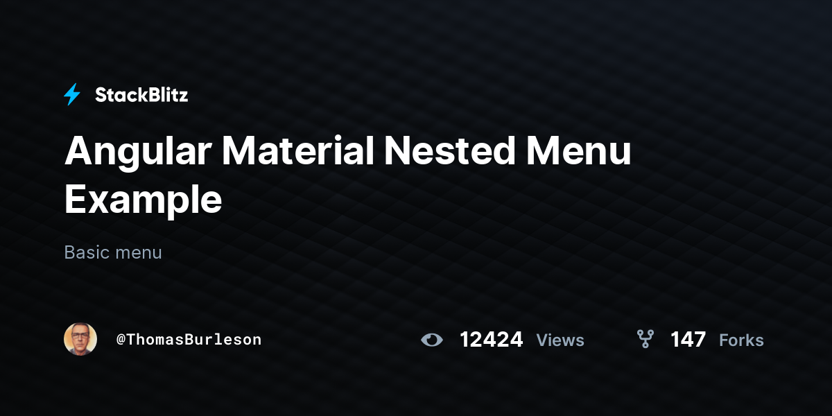 Angular Material Nested Menu Example - StackBlitz