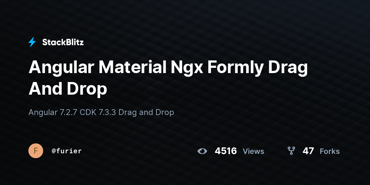 Angular Material Ngx Formly Drag And Drop - StackBlitz