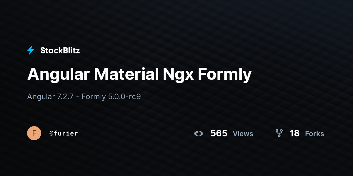 Angular Material Ngx Formly - StackBlitz
