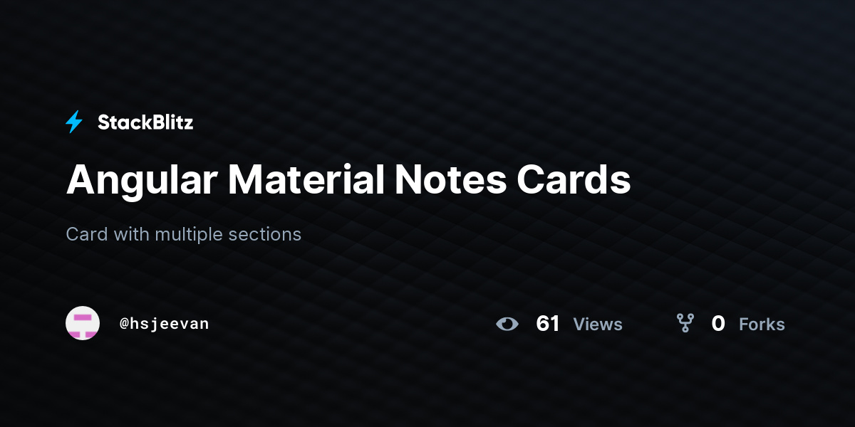 Angular Material Notes Cards - StackBlitz