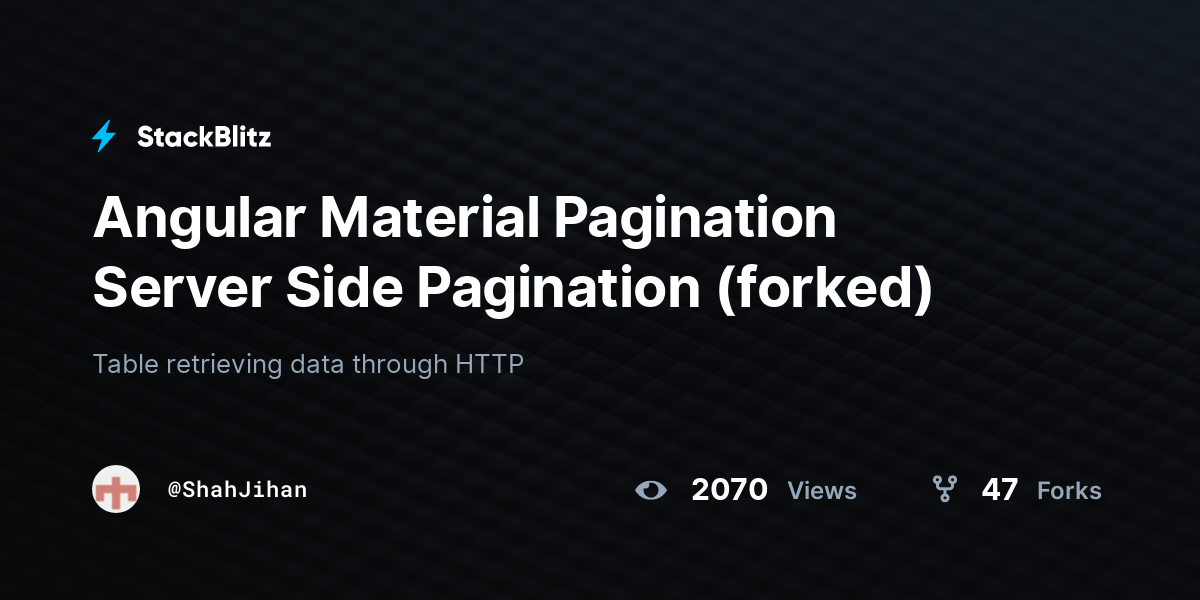 Angular Material Pagination Server Side Pagination (forked) - StackBlitz