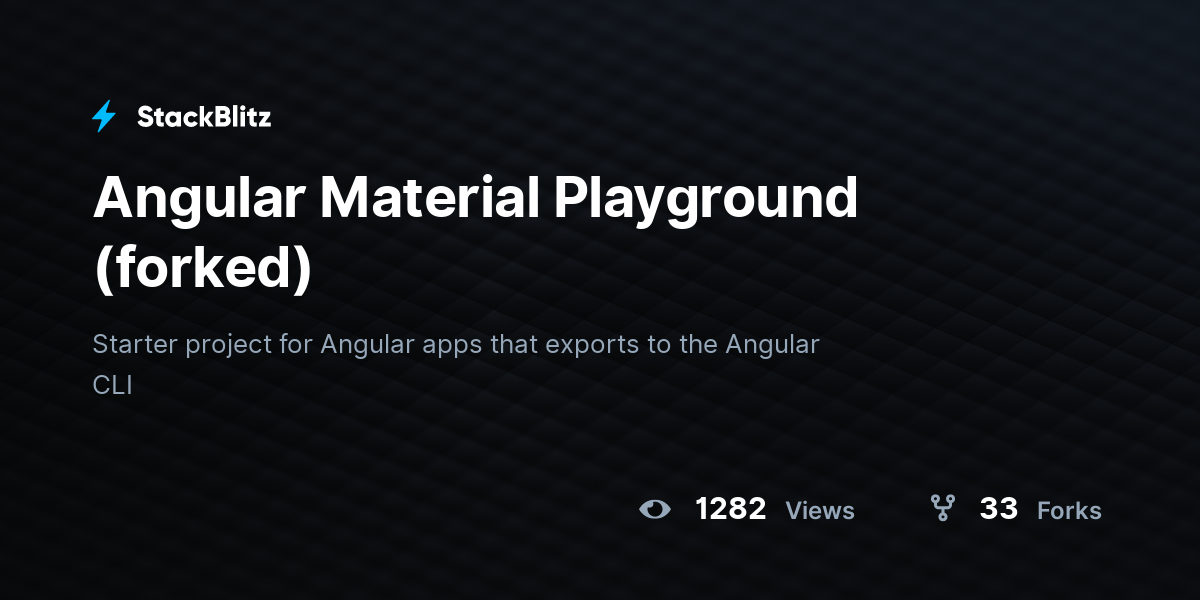 Angular Material Playground (forked) - StackBlitz