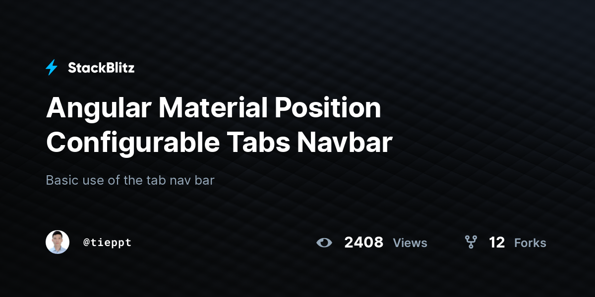 Angular Material Position Configurable Tabs Navbar - StackBlitz