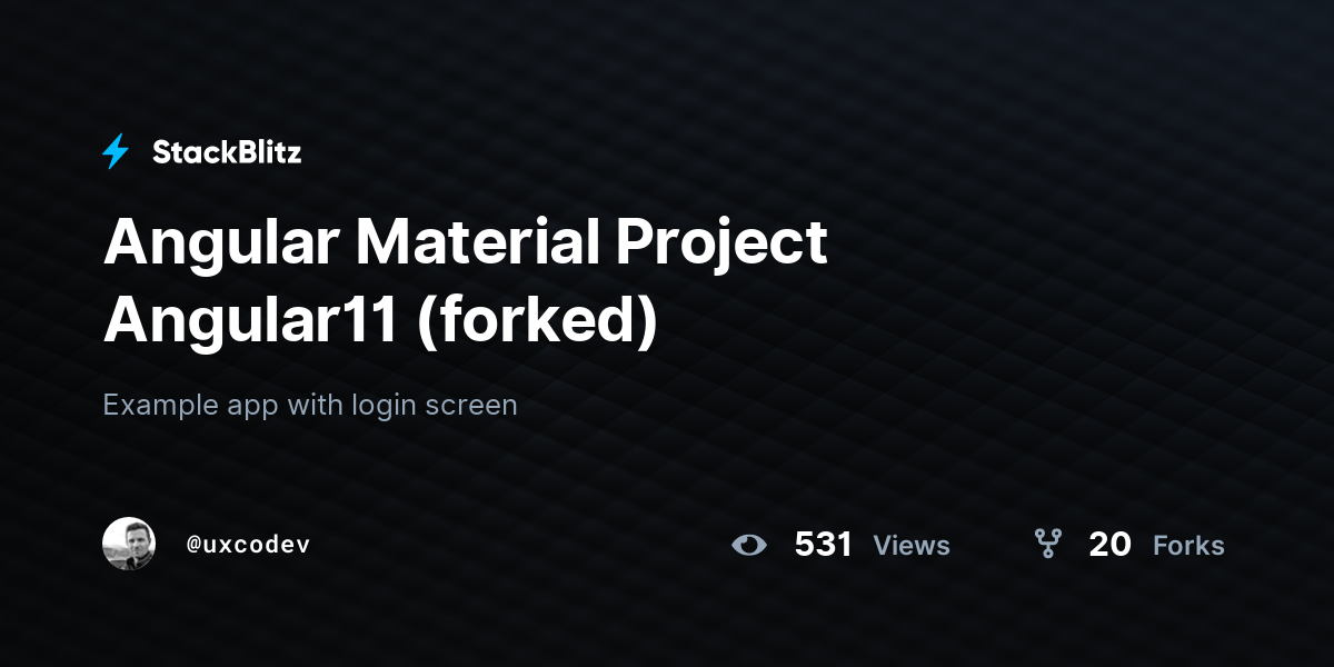 Angular Material Project Angular11 (forked) - StackBlitz