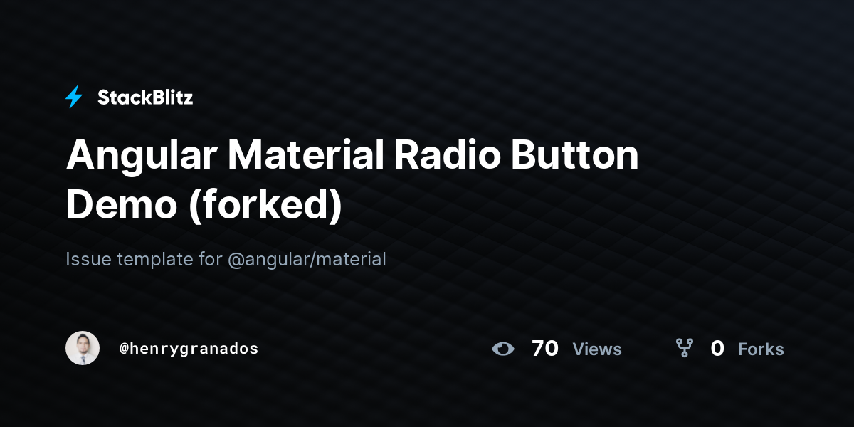 Angular Material Radio Button Demo (forked) - StackBlitz