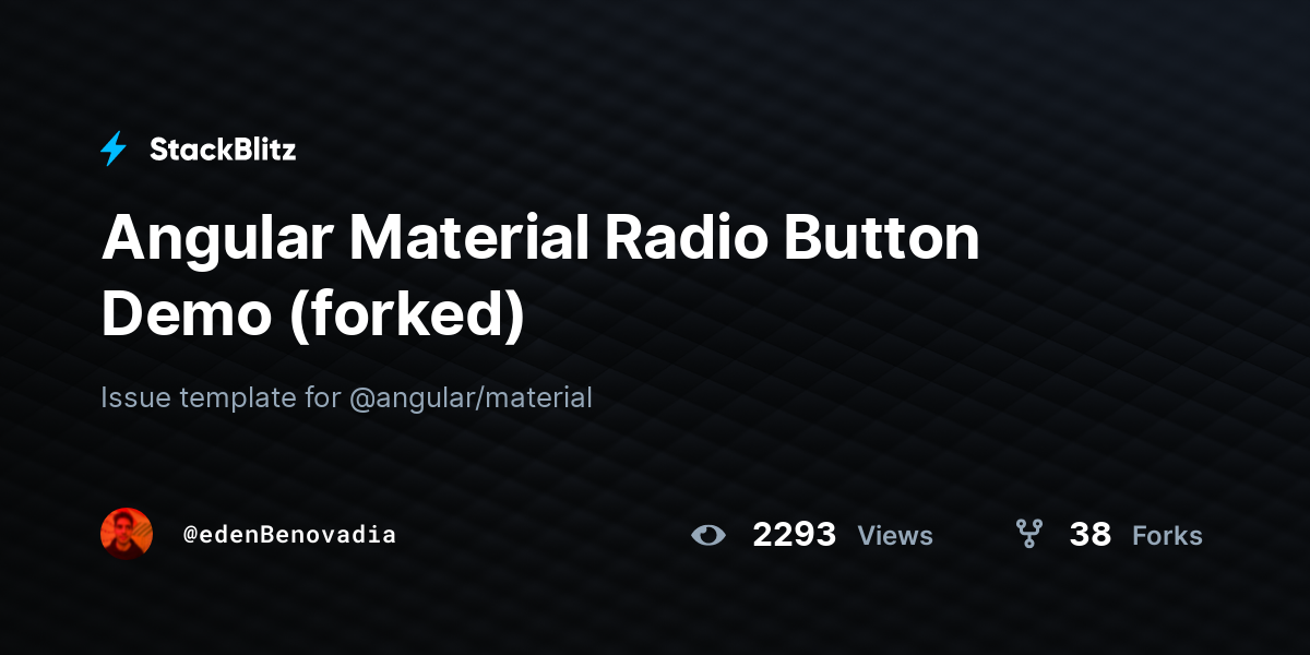 Angular Material Radio Button Demo (forked) - StackBlitz