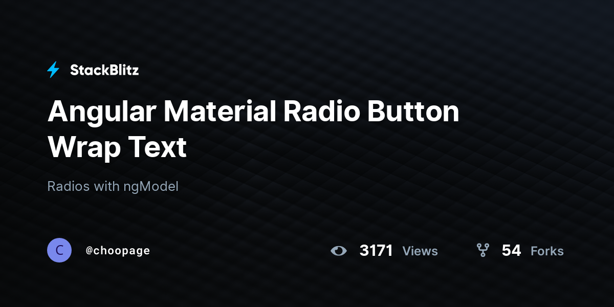 Angular Material Radio Button Wrap Text - StackBlitz