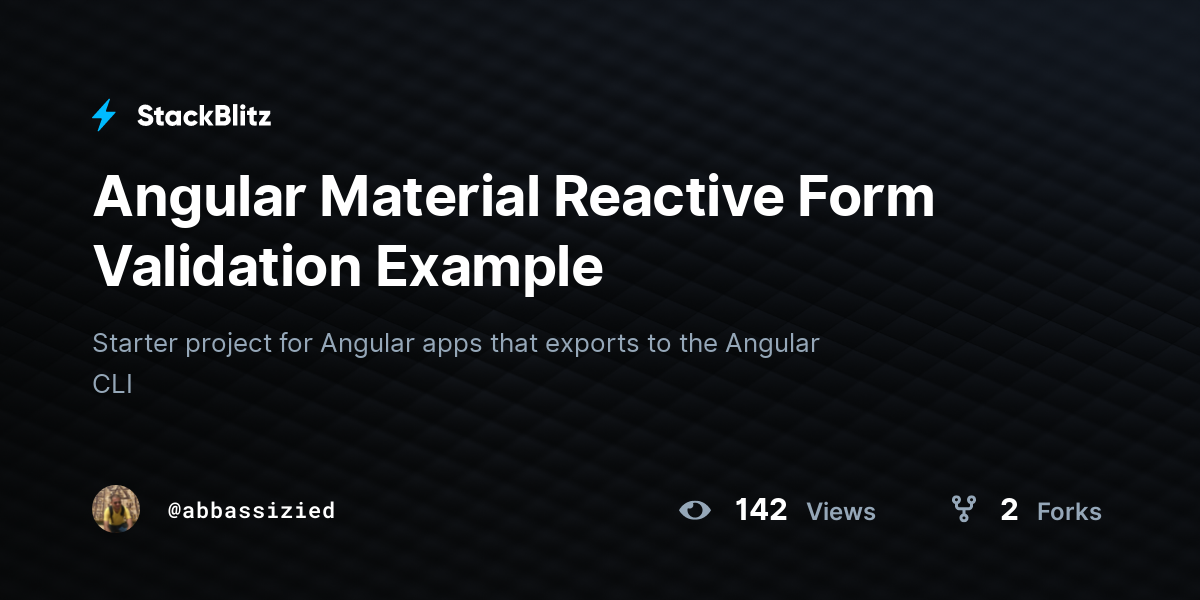 Angular Material Reactive Form Validation Example - StackBlitz