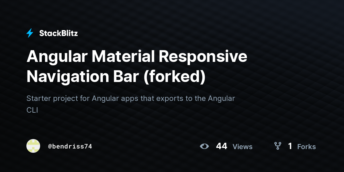 Angular Material Responsive Navigation Bar (forked) - StackBlitz