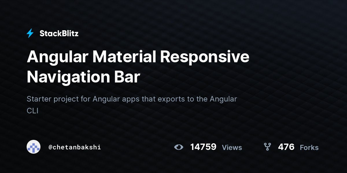 Angular Material Responsive Navigation Bar Stackblitz
