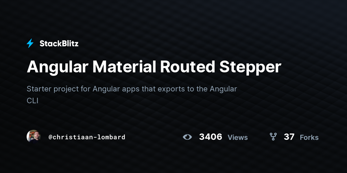 Angular Material Routed Stepper - StackBlitz