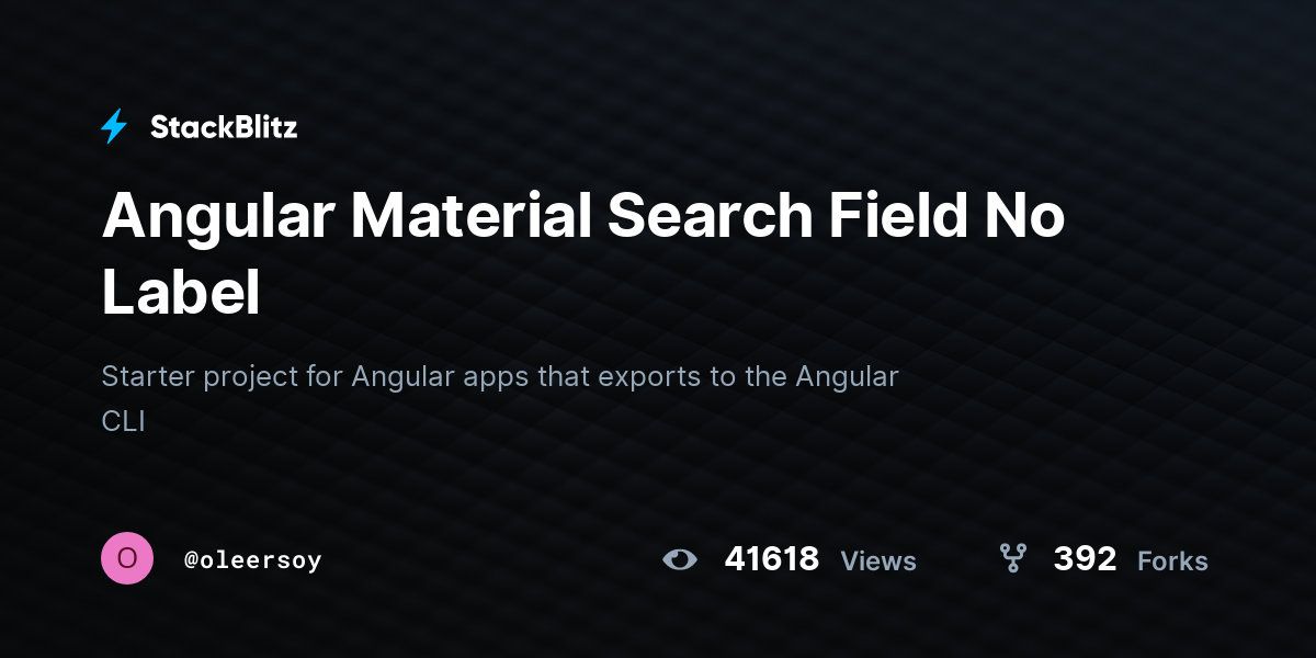 Angular Material Search Field No Label - StackBlitz