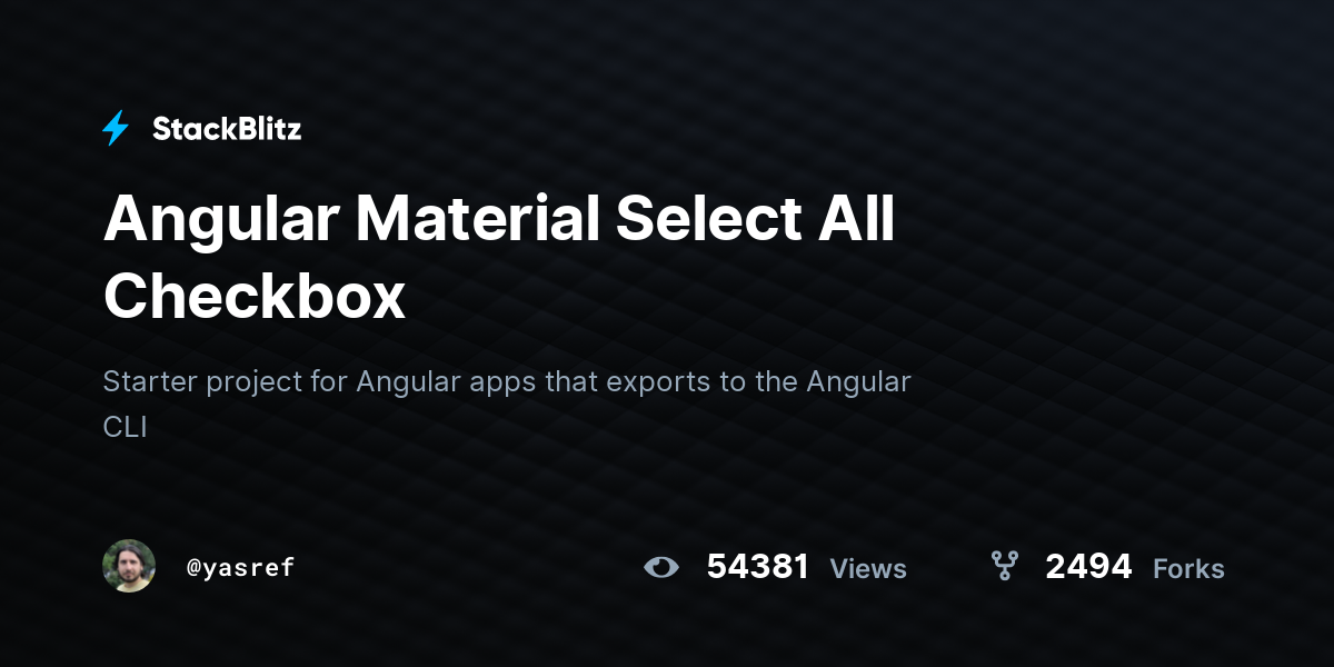 Angular Material Select All Checkbox - StackBlitz