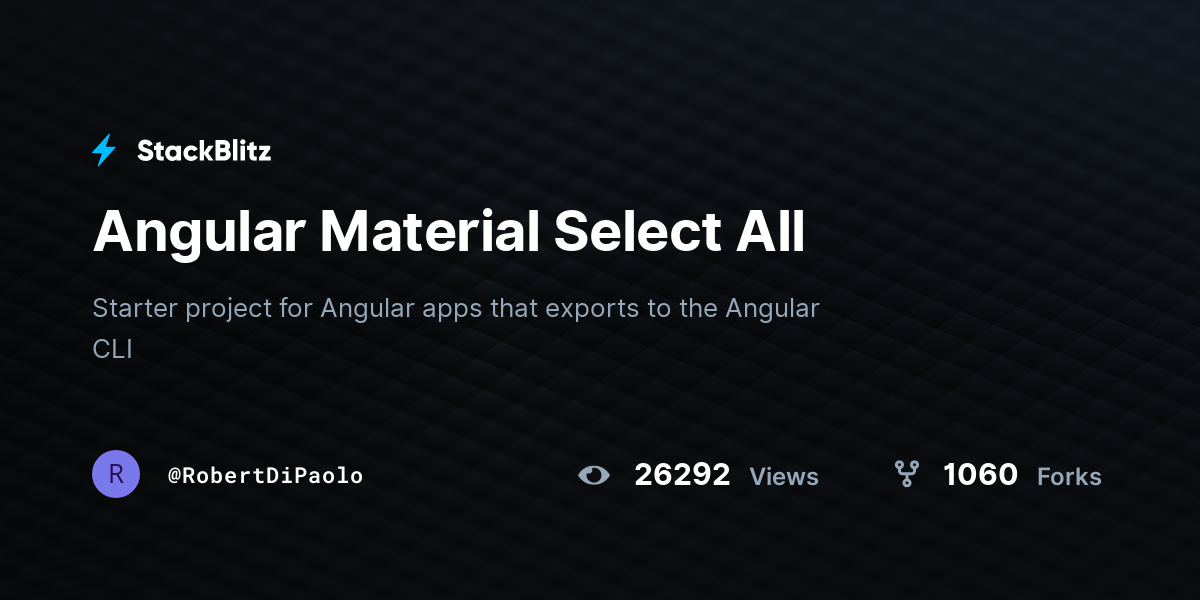 Angular Material Select All Stackblitz