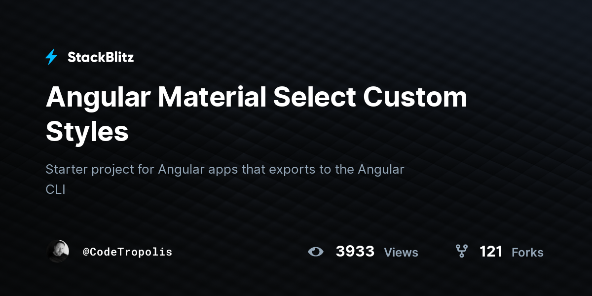 Angular Material Select Custom Styles - StackBlitz