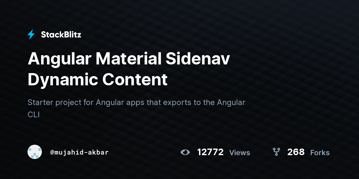 Angular Material Sidenav Dynamic Content - StackBlitz