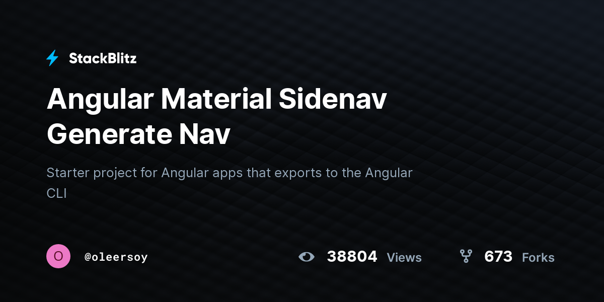 Angular Material Sidenav Generate Nav - StackBlitz Angular Material Sidenav Generate Nav - StackBlitz