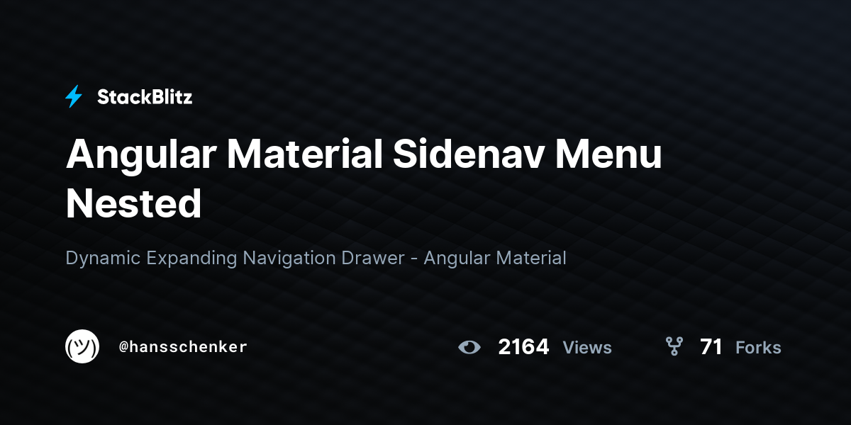 Angular Material Sidenav Menu Nested - StackBlitz Angular Material Sidenav Menu Nested - StackBlitz