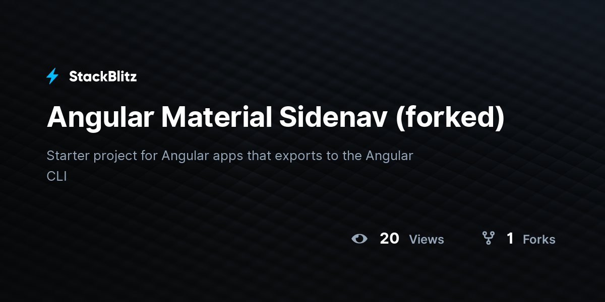 Angular Material Sidenav (forked) - StackBlitz