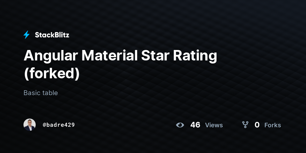 Angular Material Star Rating (forked) - StackBlitz Angular Material Star Rating (forked) - StackBlitz