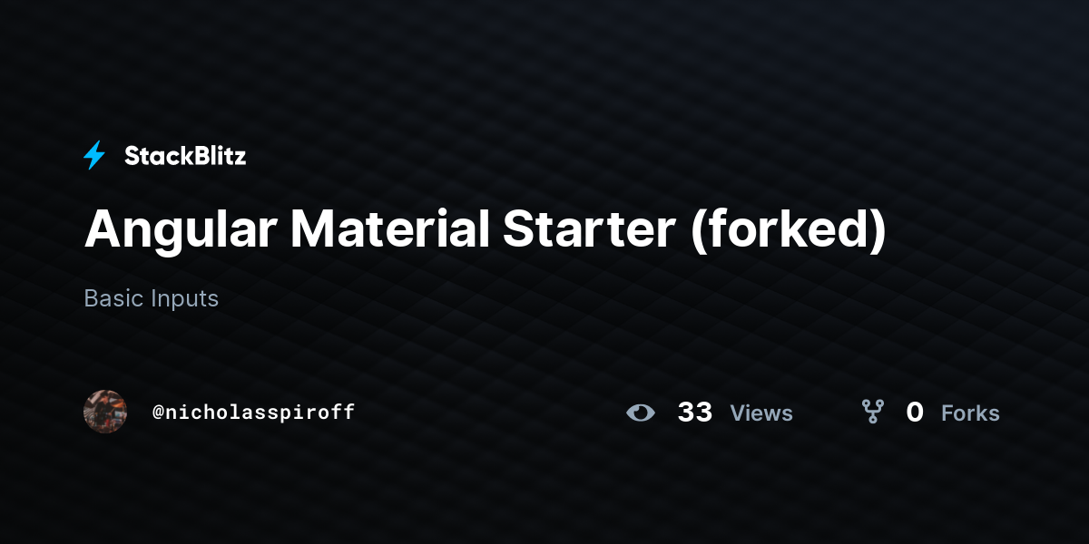 Angular Material Starter (forked) - StackBlitz