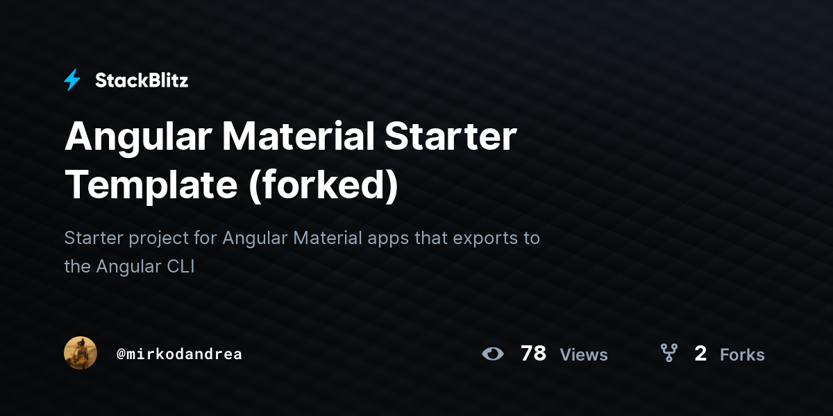 Angular Material Starter Template (forked) - StackBlitz