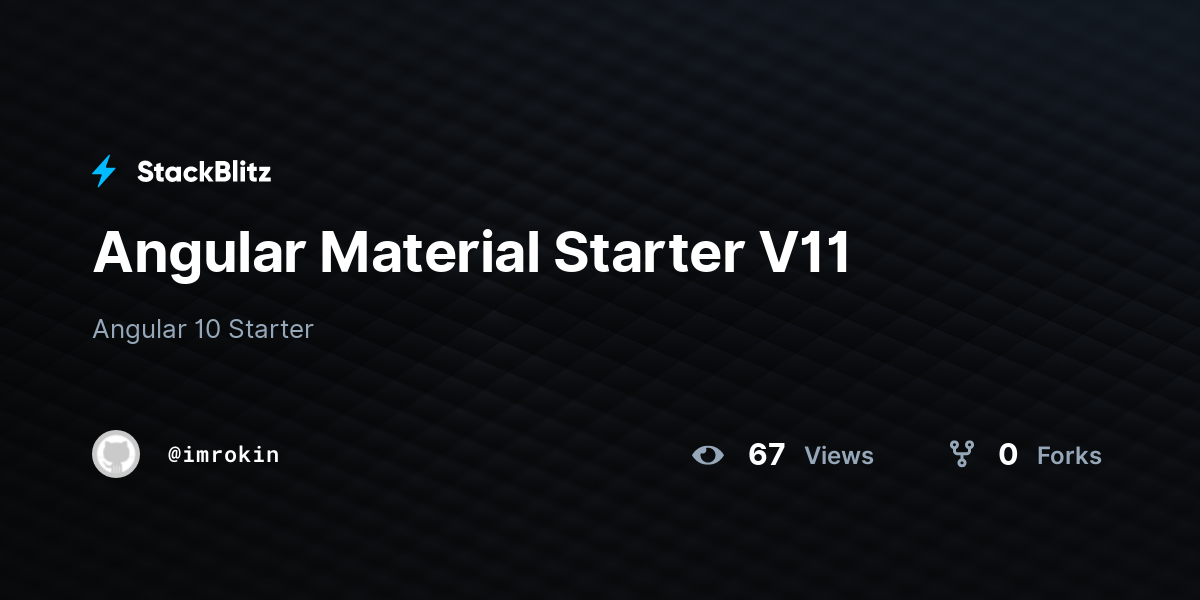 Angular Material Starter V11 - StackBlitz