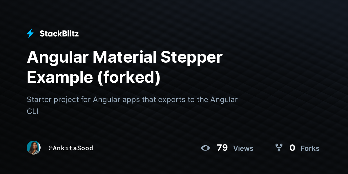 Angular Material Stepper Example (forked) - StackBlitz