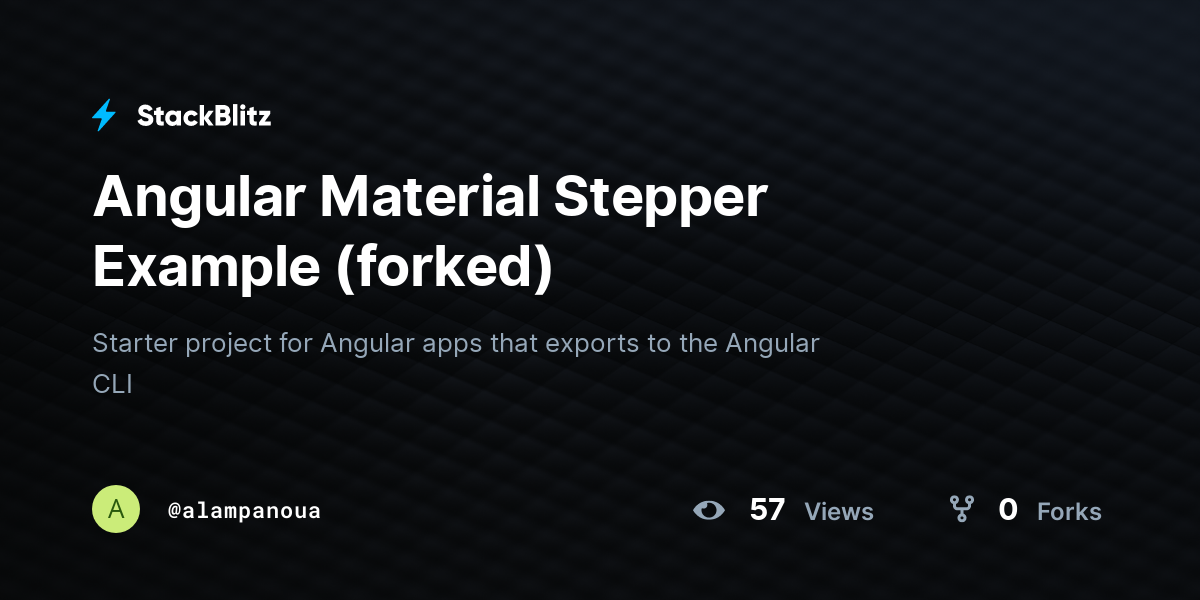 Angular Material Stepper Example Forked Stackblitz