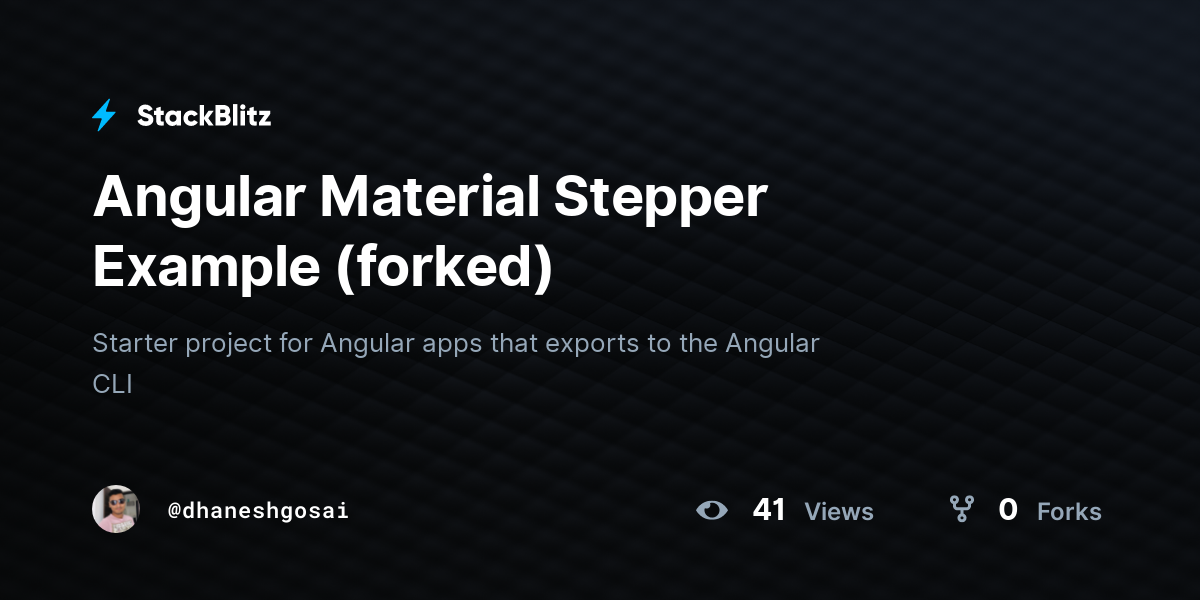 Angular Material Stepper Example (forked) - StackBlitz