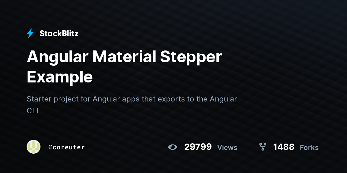 Angular Material Stepper Example - StackBlitz Angular Material Stepper Example - StackBlitz