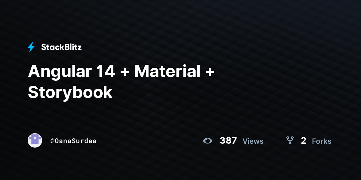 Angular 14 + Material + Storybook - StackBlitz