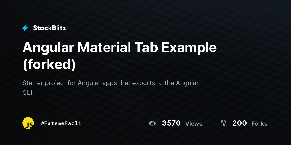 Angular Material Tab Example (forked) - StackBlitz