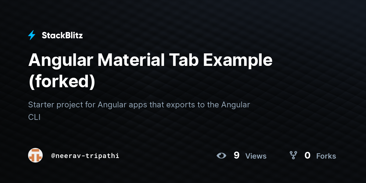Angular Material Tab Example Forked Stackblitz